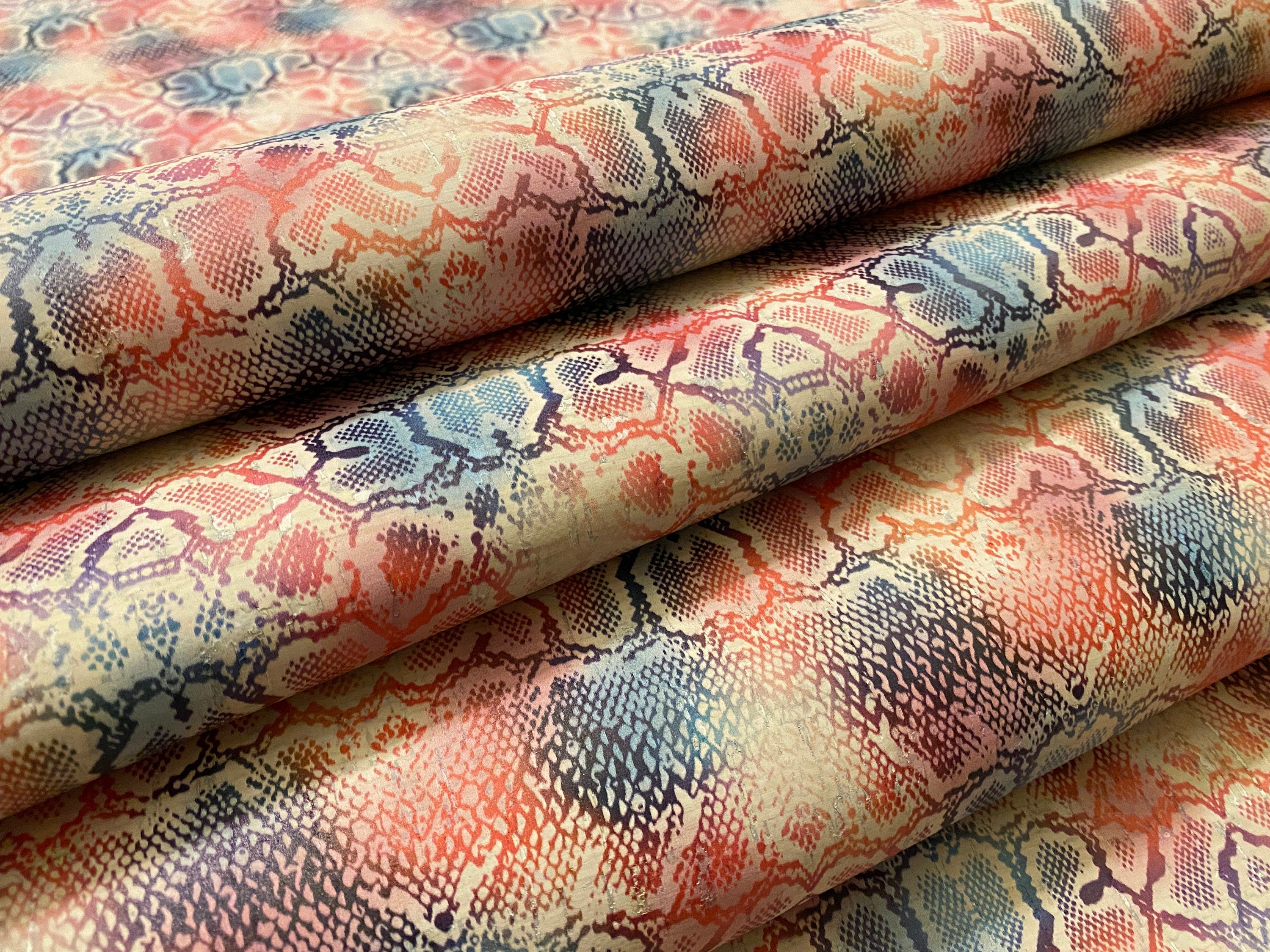 Cork Fabric - Colorful Snake Skin